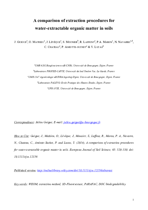 (PDF) A comparison of extraction procedures for water-extractable ...
