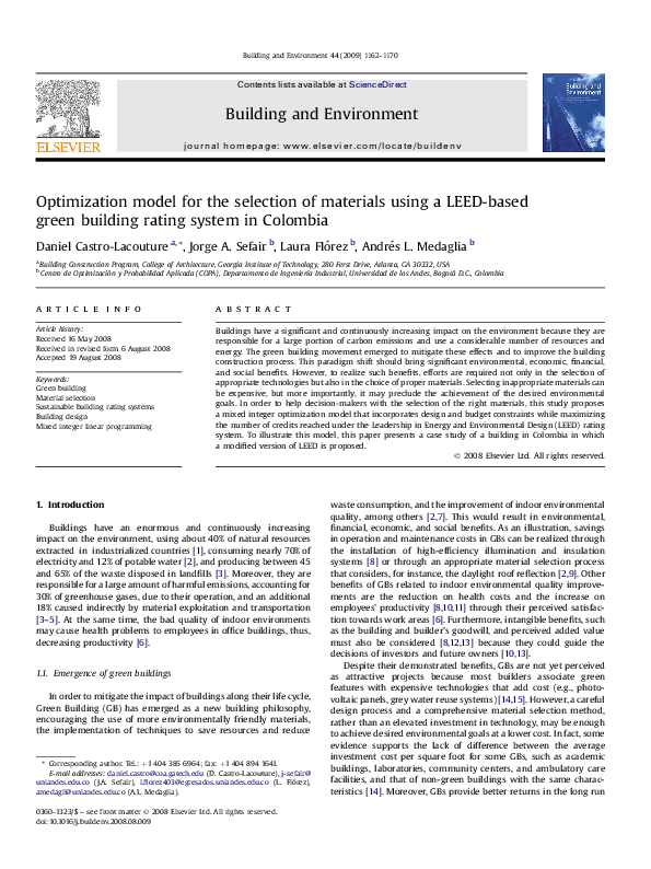 (PDF) Optimization model for the selection of materials using a LEED-based rating system in ...
