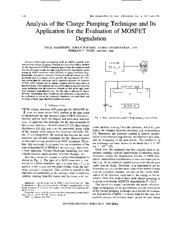 (PDF) Analysis of the charge pumping technique and its application for ...