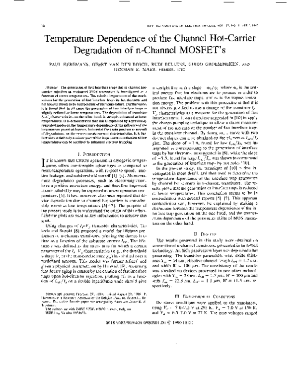 (PDF) Temperature dependence of the channel hot-carrier degradation of ...