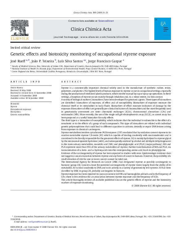 (PDF) Genetic effects and biotoxicity monitoring of occupational ...