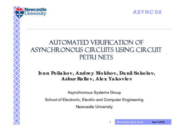 (PDF) Automated Verification of Asynchronous Circuits Using Circuit Petri Nets
