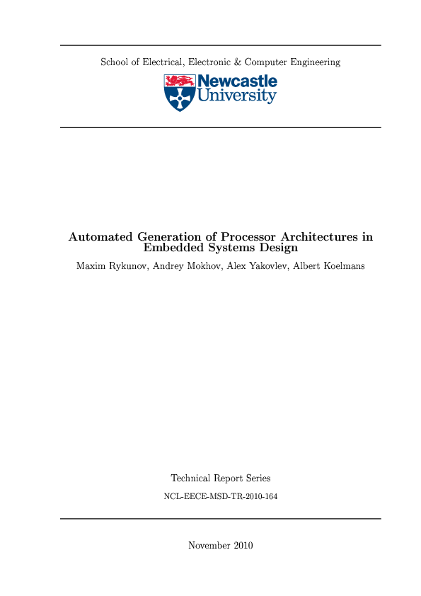 (PDF) Automated Generation of Processor Architectures in Embedded Systems Design