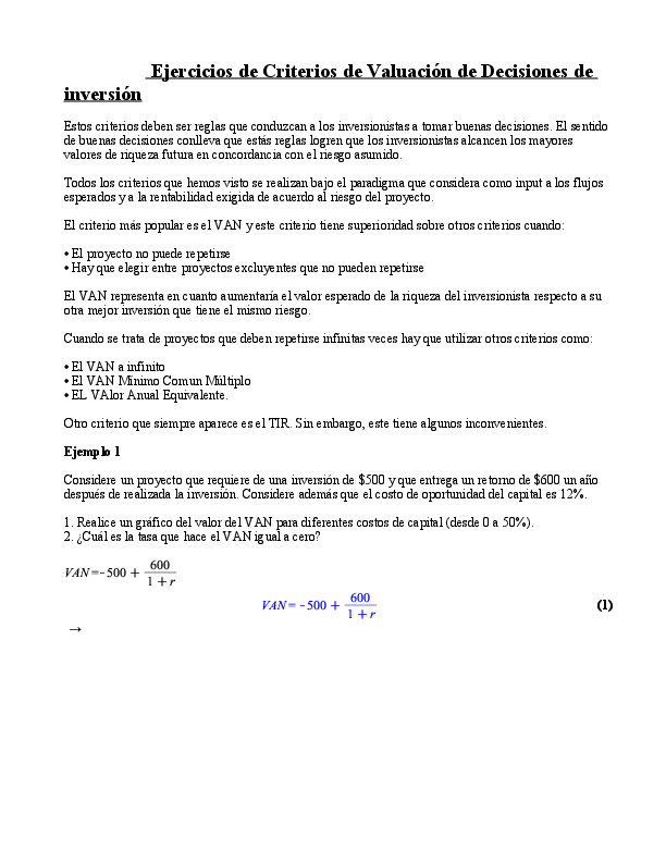 (PDF) Ejercicios de Criterios de inversion