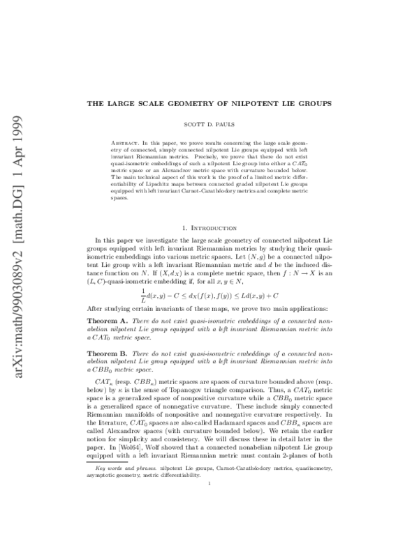 (PDF) The large scale geometry of nilpotent Lie groups