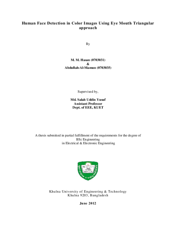 (PDF) Human Face Detection in Color Images Using Eye Mouth Triangular approach