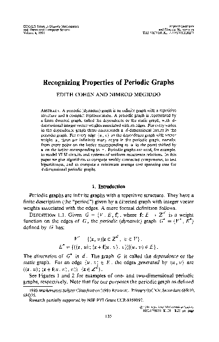 (PDF) Recognizing properties of periodic graphs | Edith Cohen - Academia.edu