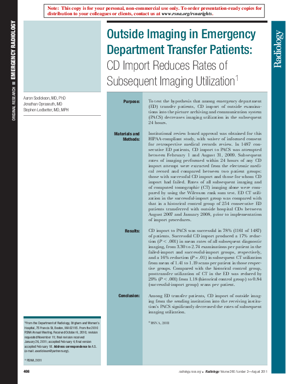 (PDF) Outside Imaging in Emergency Department Transfer Patients: CD ...