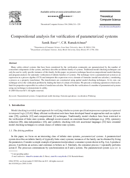 (PDF) Compositional analysis for verification of parameterized systems