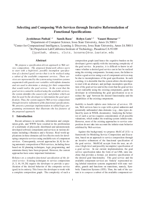 (PDF) Selecting and Composing Web Services through Iterative Reformulation of Functional ...