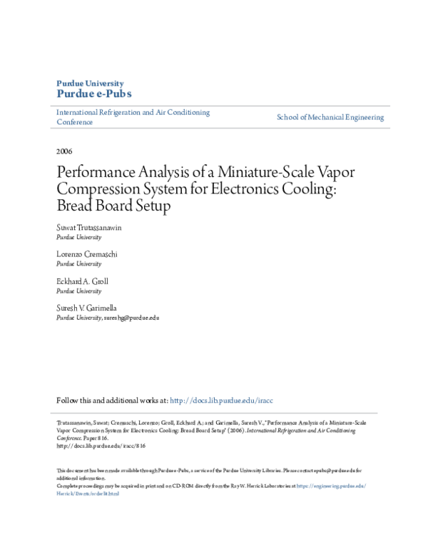 (PDF) Performance Analysis of a Miniature-Scale Vapor Compression ...