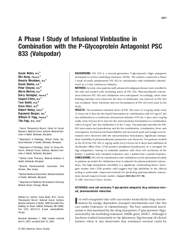 (PDF) A Phase I study of infusional vinblastine in combination with the ...