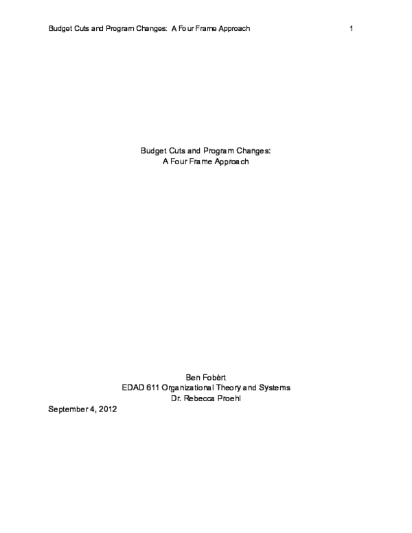 (DOC) Four Frame Analysis of Budgets