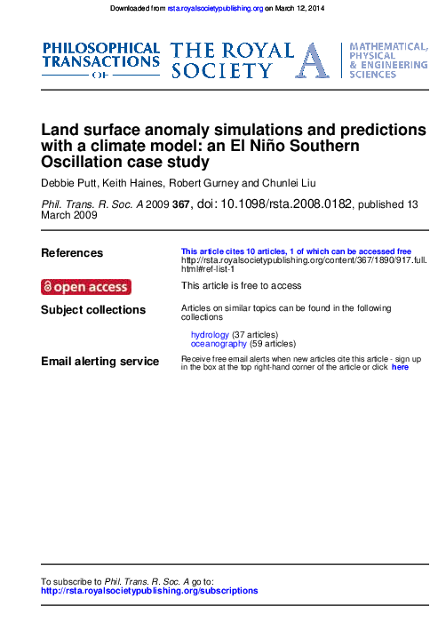 (PDF) Land surface anomaly simulations and predictions with a climate ...