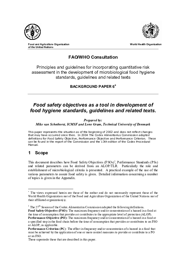 (PDF) 3 FAO Food Safety Objectives