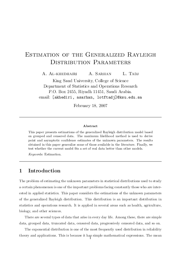 Pdf One Significance Test Estimator For The Shape Parameter Of