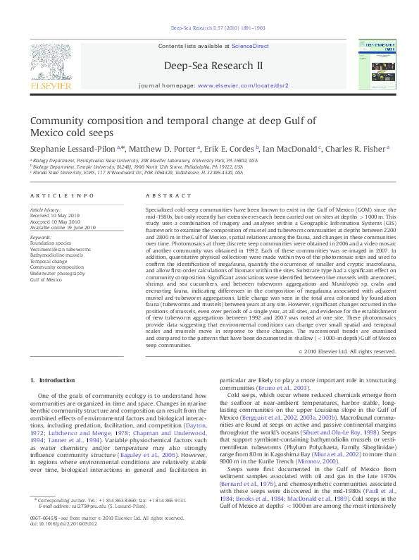 Community composition and temporal change at deep Gulf of Mexico cold seeps