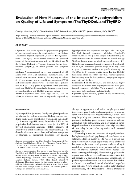 (PDF) The Effect of PTH(1–84) on Quality of Life in Hypoparathyroidism ...
