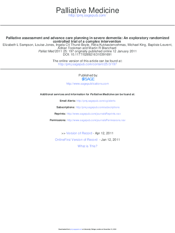 (PDF) Palliative assessment and advance care planning in severe dementia: An exploratory ...