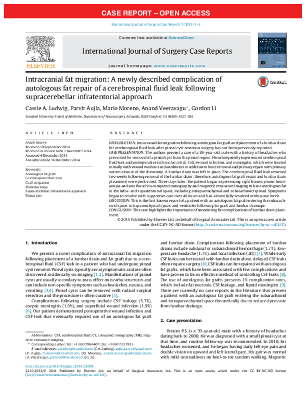 (PDF) Intracranial fat migration: A newly described complication of ...