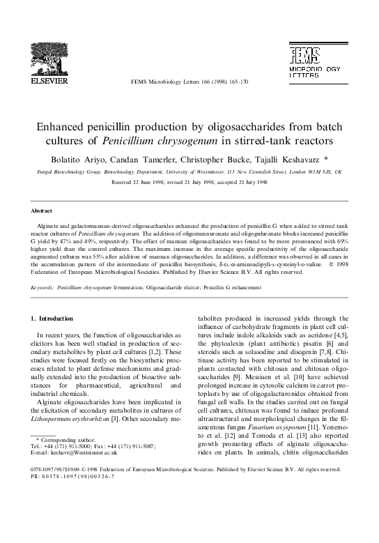 (PDF) Enhanced penicillin production by oligosaccharides from batch ...
