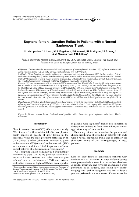 (PDF) Sapheno-femoral Junction Reflux in Patients with a Normal ...