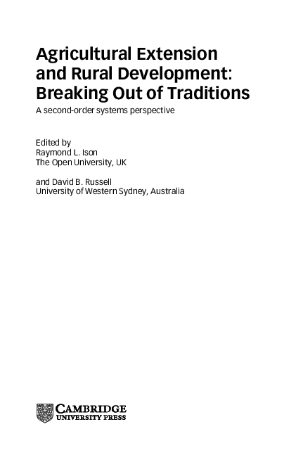 (PDF) Agricultural Extension and Rural Development: Breaking Out of ...