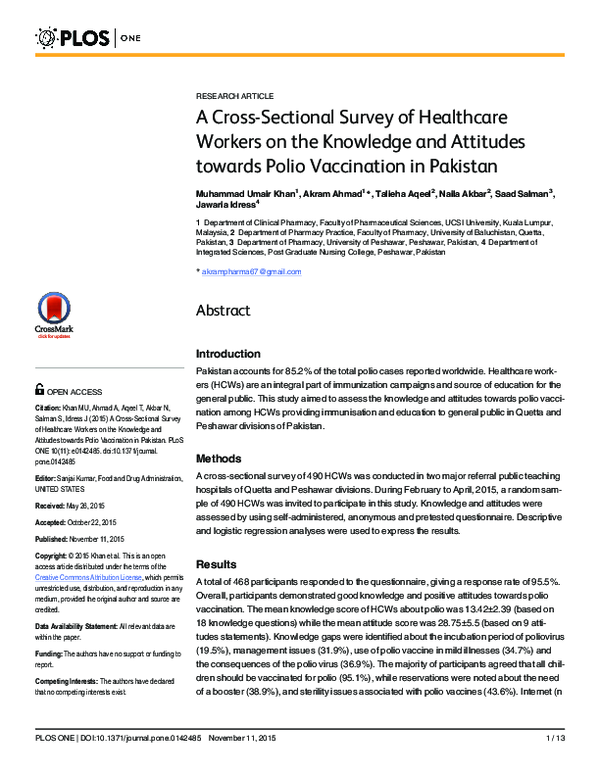 (PDF) A Cross-Sectional Survey of Healthcare Workers on the Knowledge ...