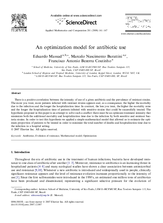 (PDF) An optimization model for antibiotic use