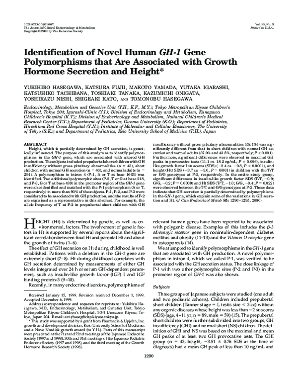 (PDF) Identification of Novel Human GH1 Gene Polymorphisms that Are ...