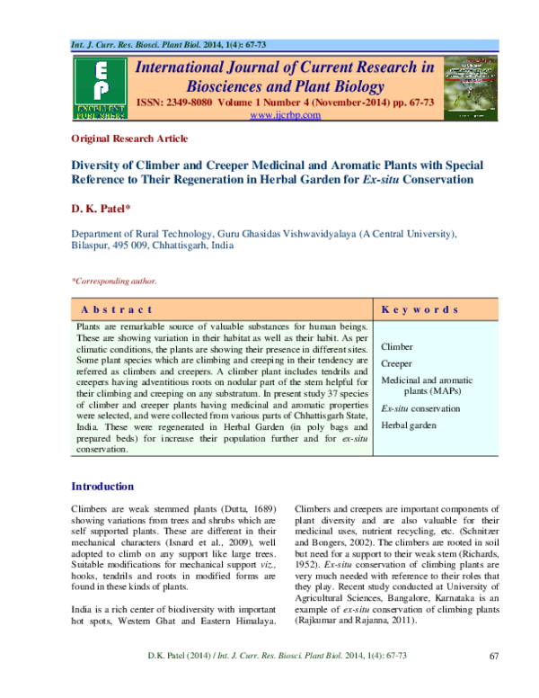 (PDF) Diversity of Climber and Creeper Medicinal and Aromatic Plants ...