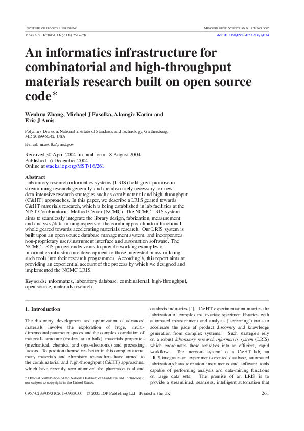 (PDF) An informatics infrastructure for combinatorial and high ...