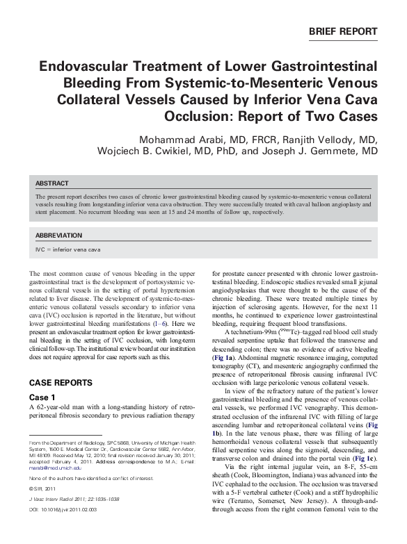 (PDF) Endovascular Treatment of Lower Gastrointestinal Bleeding From ...