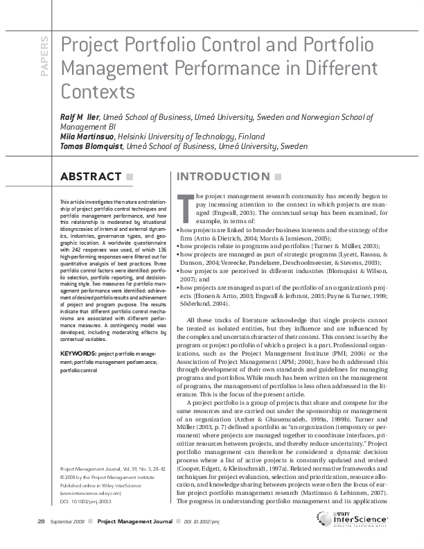 (PDF) Project Portfolio Control and Portfolio Management Performance In ...