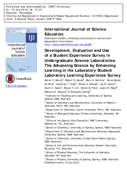 (PDF) Development, Evaluation and Use of a Student Experience Survey in ...