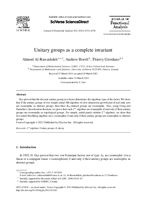 (PDF) Unitary groups as a complete invariant