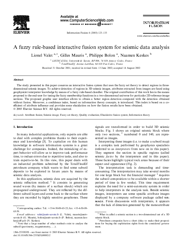 (PDF) Fuzzy Rule-Based System for Seismic Analysis