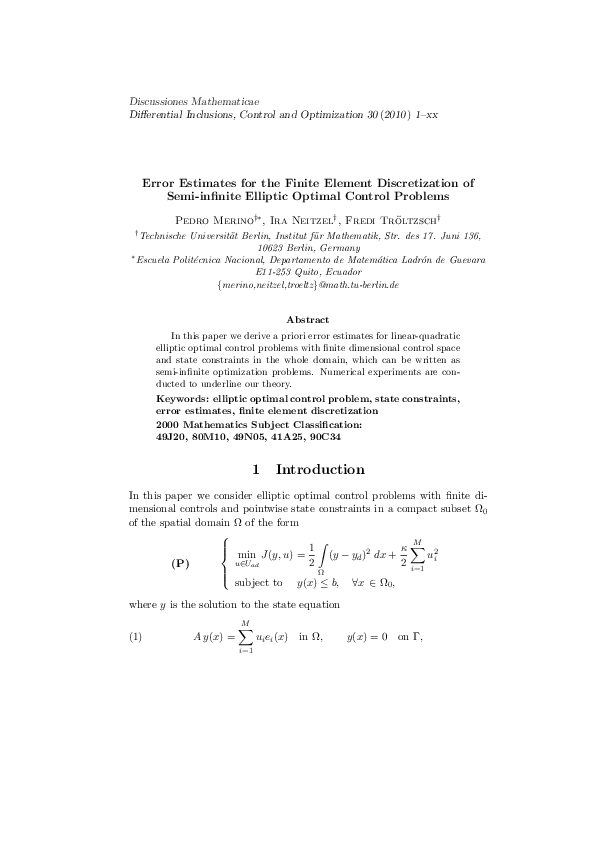 Pdf Error Estimates For The Finite Element Discretization Of Semi