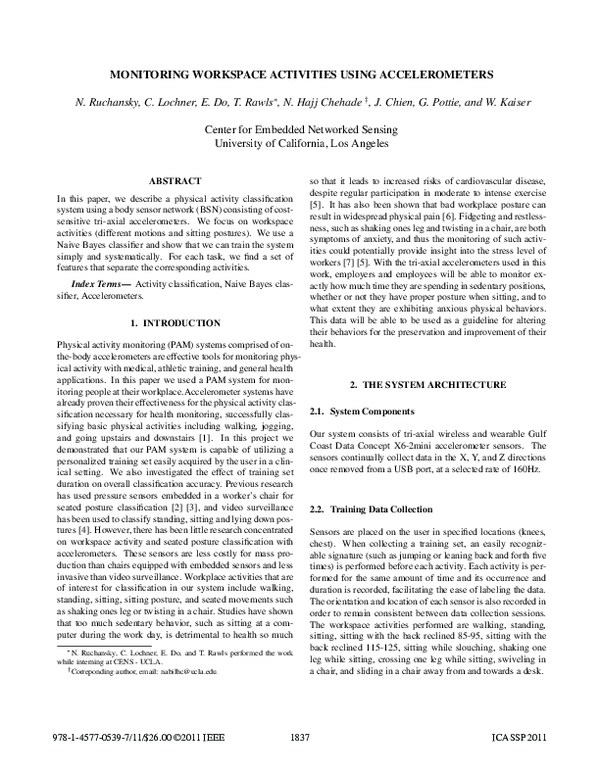 (PDF) Monitoring workspace activities using accelerometers