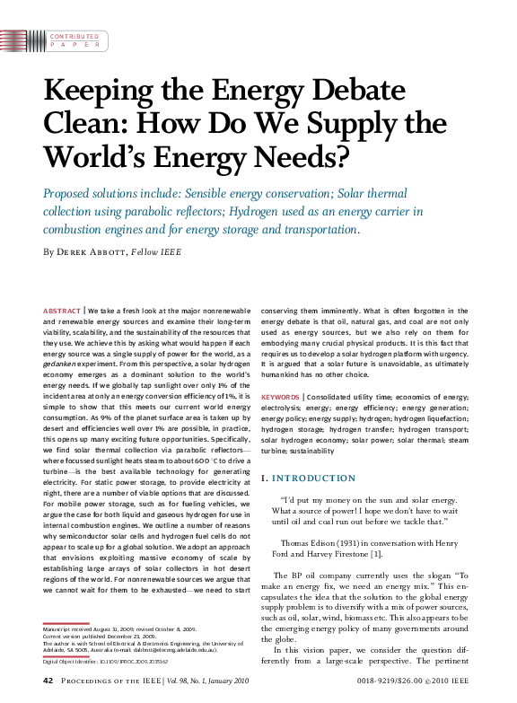 (PDF) Keeping the Energy Debate Clean: How Do We Supply the World’s ...