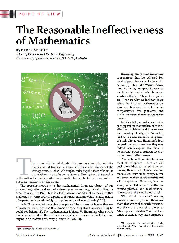 (PDF) The Reasonable Ineffectiveness of Mathematics