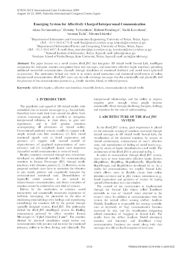 (PDF) Emerging system for affectively charged interpersonal communication