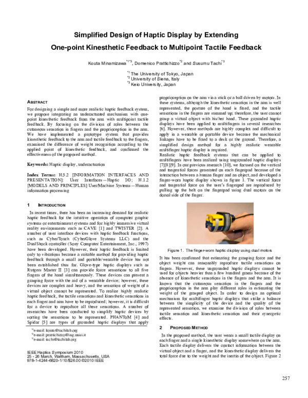 (PDF) Simplified design of haptic display by extending one-point ...