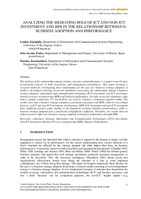 (PDF) ANALYZING THE MEDIATING ROLE OF ICT AND NON-ICT INVESTMENT AND ...
