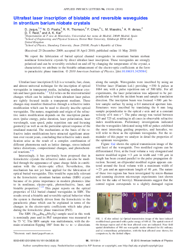 (PDF) Ultrafast laser inscription of bistable and reversible waveguides ...