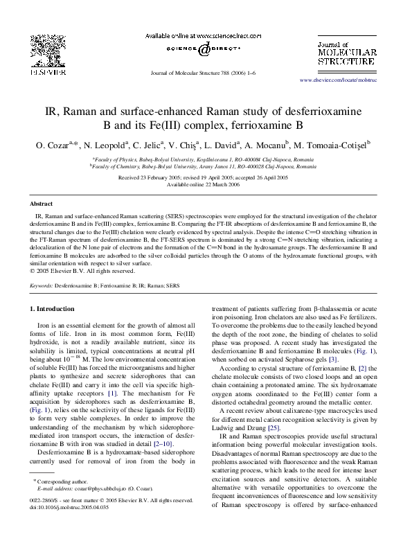 (PDF) IR, Raman and surface-enhanced Raman study of desferrioxamine B ...