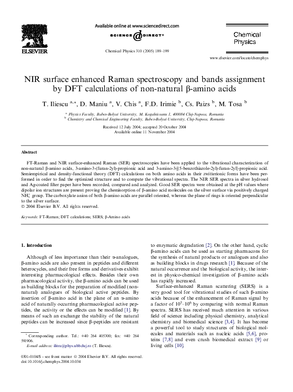 (PDF) NIR surface enhanced Raman spectroscopy and bands assignment by ...