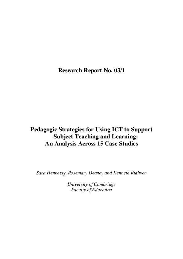 (PDF) Pedagogic Strategies for Using ICT to Support Subject Teaching ...