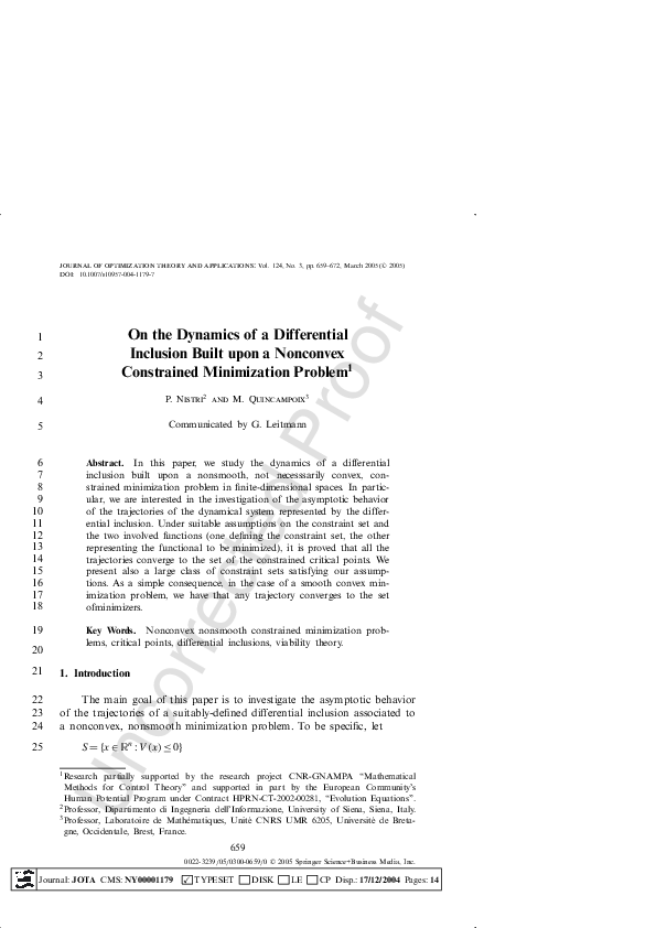 (PDF) On the dynamics of a differential inclusion built upon a nonconvex constrained ...