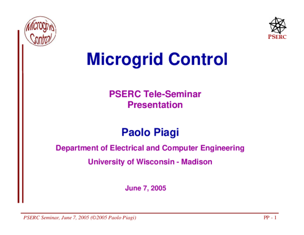 (PDF) Microgrid Control